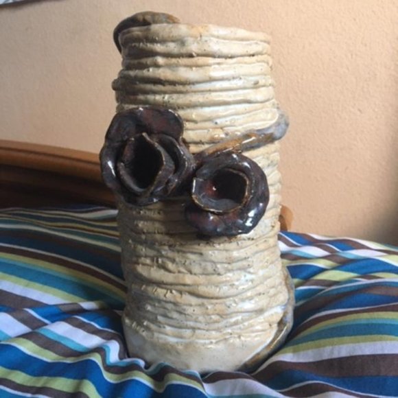 Accents | Ceramic Coil Vase With Flowers | Poshmark